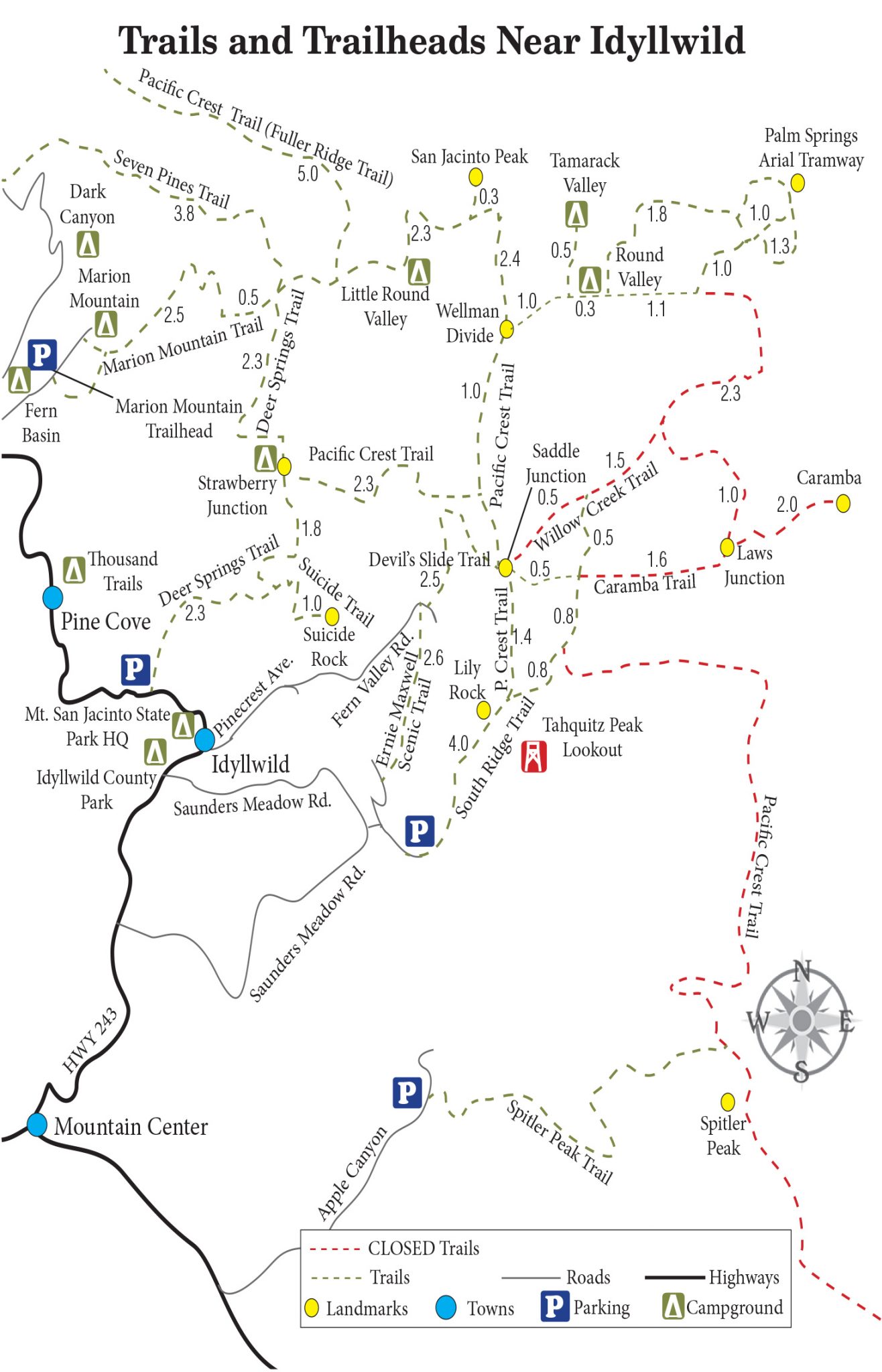Map of Trails Around Idyllwild – Idyllwild Life Magazine